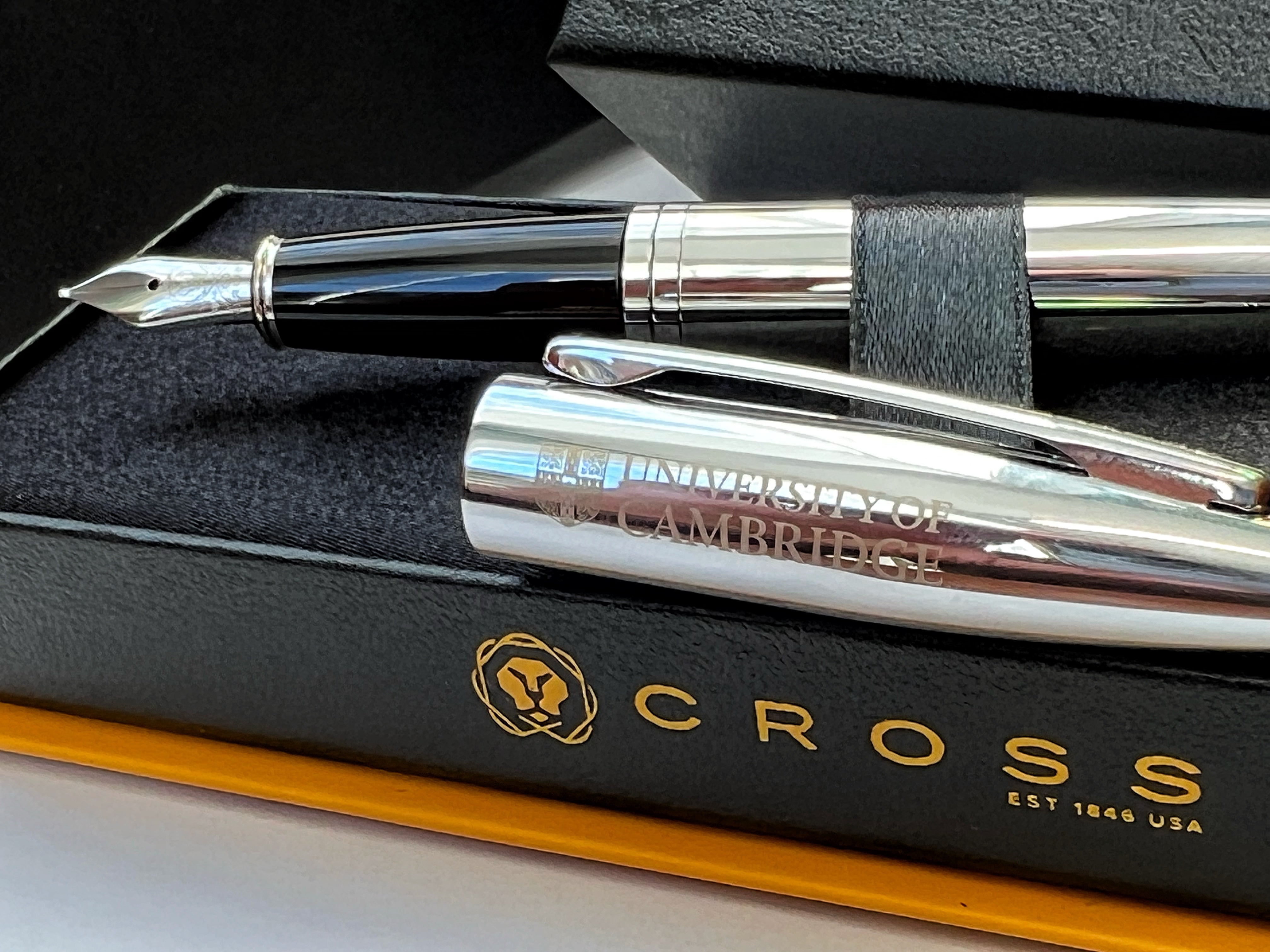 University of Cambridge Cross Calais Chrome Fountain Pen – Cambridge ...